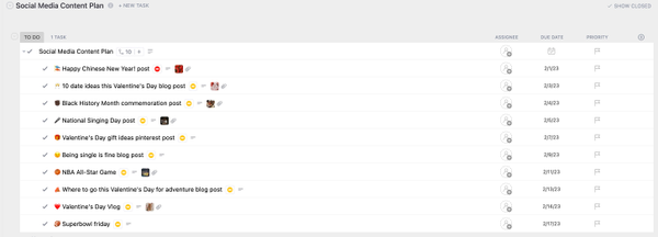 Social Media Content Plan | Template by ClickUp™