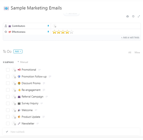 Sample Marketing Emails | Template by ClickUp™