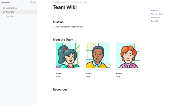 Team Docs | Template by ClickUp™