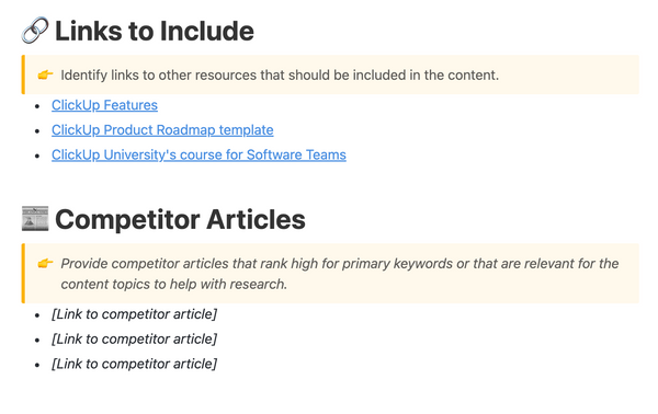 SEO Content Brief | Template by ClickUp™
