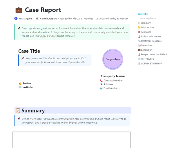 Case Report | Template by ClickUp™