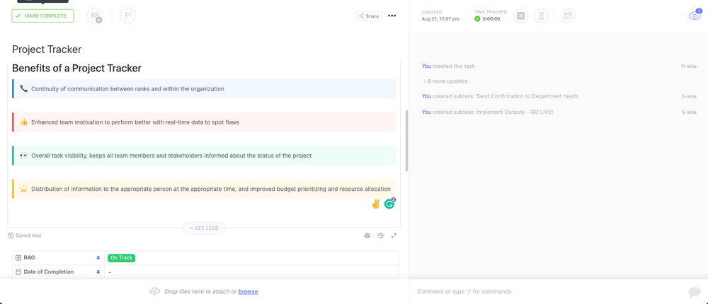 Project Tracker | Template by ClickUp™