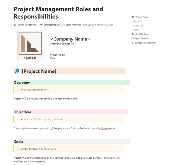 Project Management Roles and Responsibilities | Template by ClickUp™