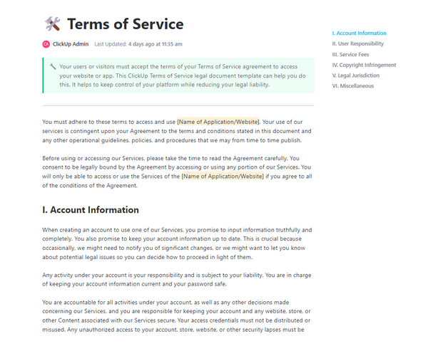 Terms of Service | Template by ClickUp™
