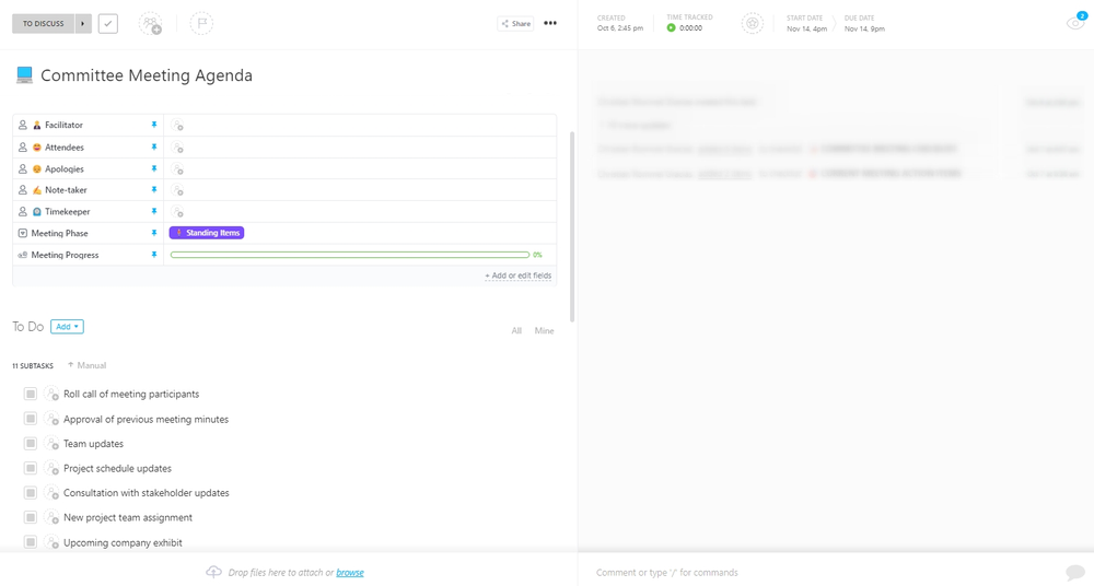 Clickup Meeting Agenda Template