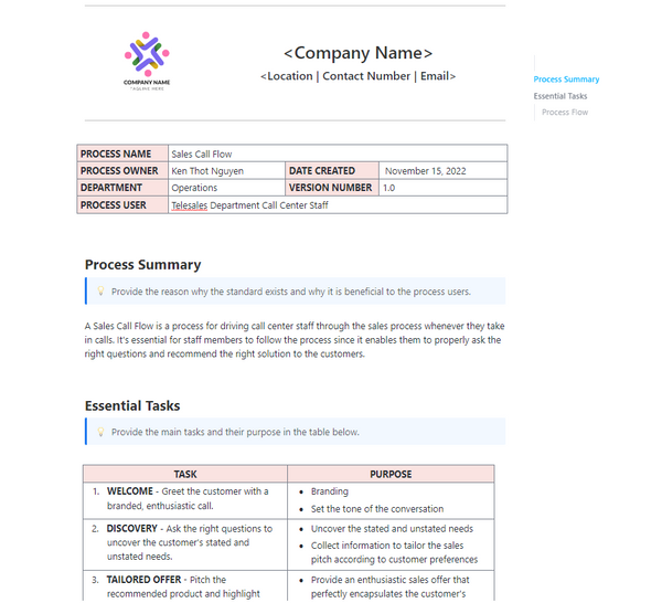 Standard of Work | Template by ClickUp™