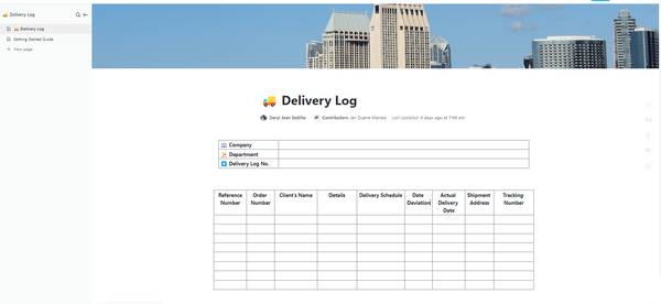 Delivery Log | Template by ClickUp™