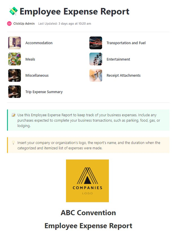 Employee Expense Report | Template by ClickUp™