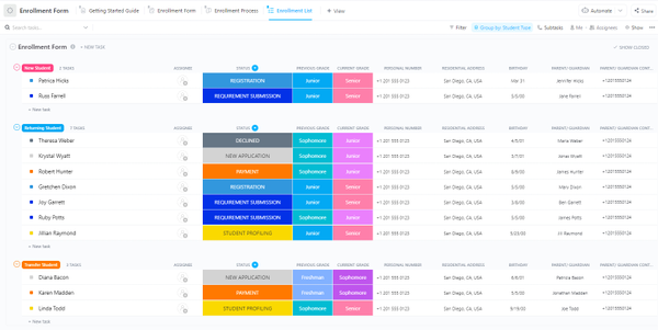 Enrollment Form | Template by ClickUp™