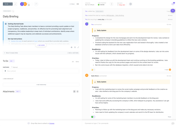 Daily Briefing | Template by ClickUp™