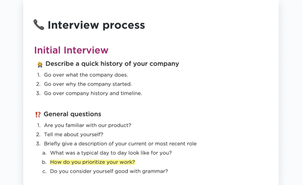 Interview Process | Template by ClickUp™