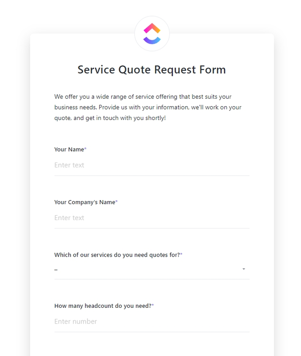 Quote Form | Template by ClickUp™