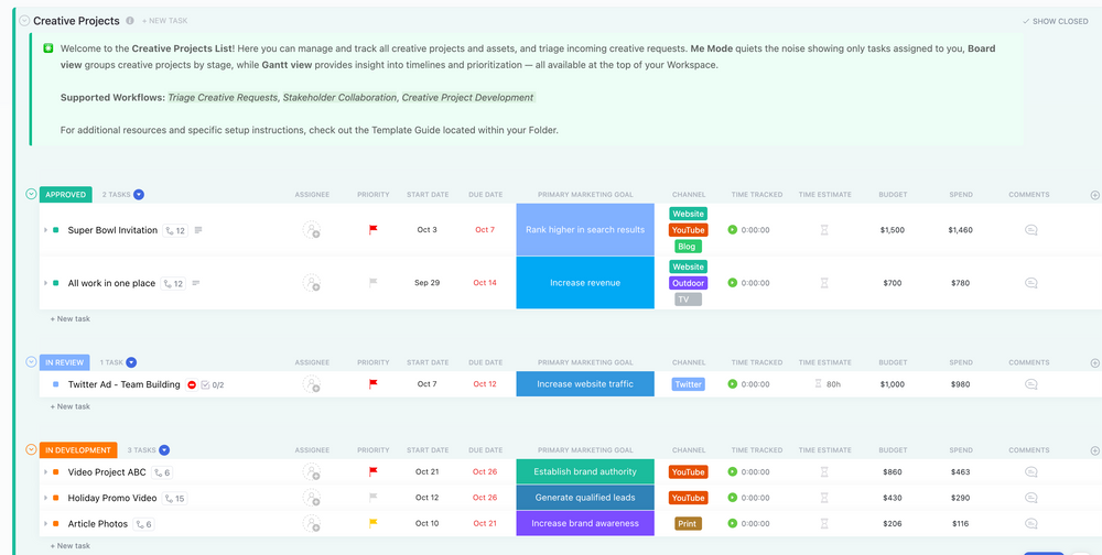 Creative & Design | Template by ClickUp™