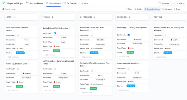 Bug & Issue Tracking | Template by ClickUp™