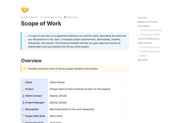 CCTV Installation Scope of Work Template | Template by ClickUp™
