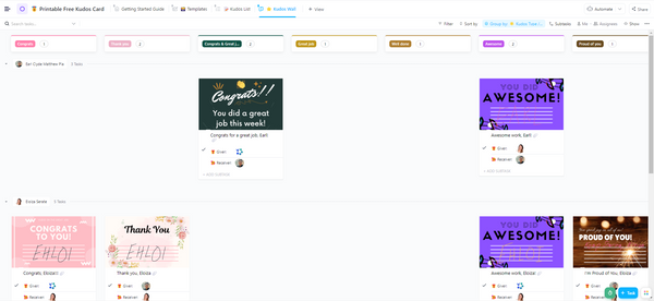 Printable Free Kudos Card | Template by ClickUp™