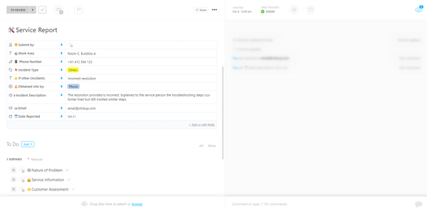 Service Report | Template by ClickUp™