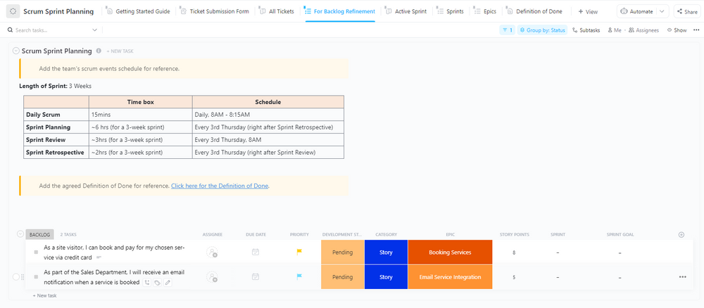 SCRUM Sprint Planning | Template by ClickUp™