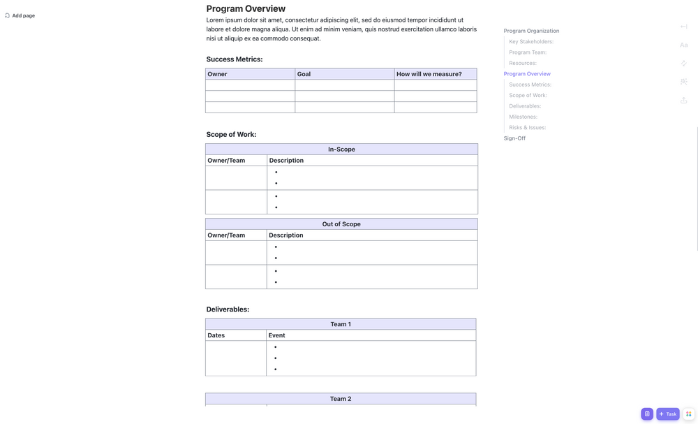 Program Charter | Template by ClickUp™