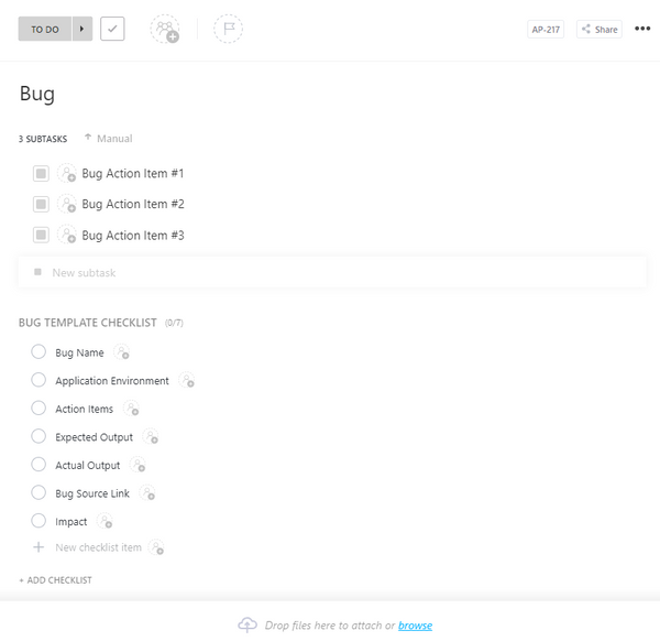Bug Task Template By Clickup™