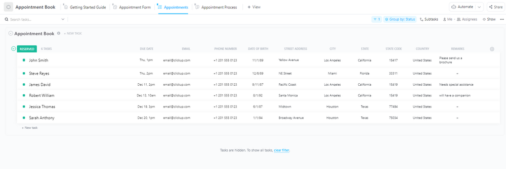 Appointment Book | Template by ClickUp™