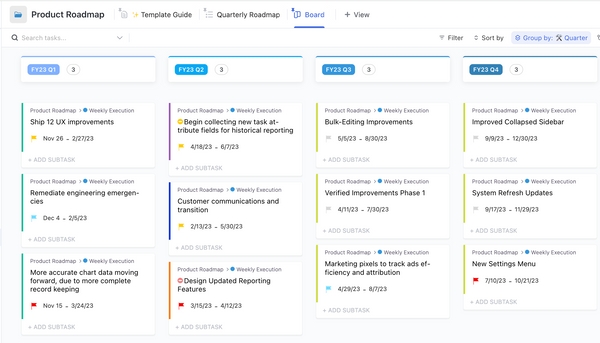 Product Roadmap Template by ClickUp™