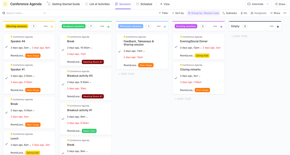Conference Agenda Template By ClickUp 
