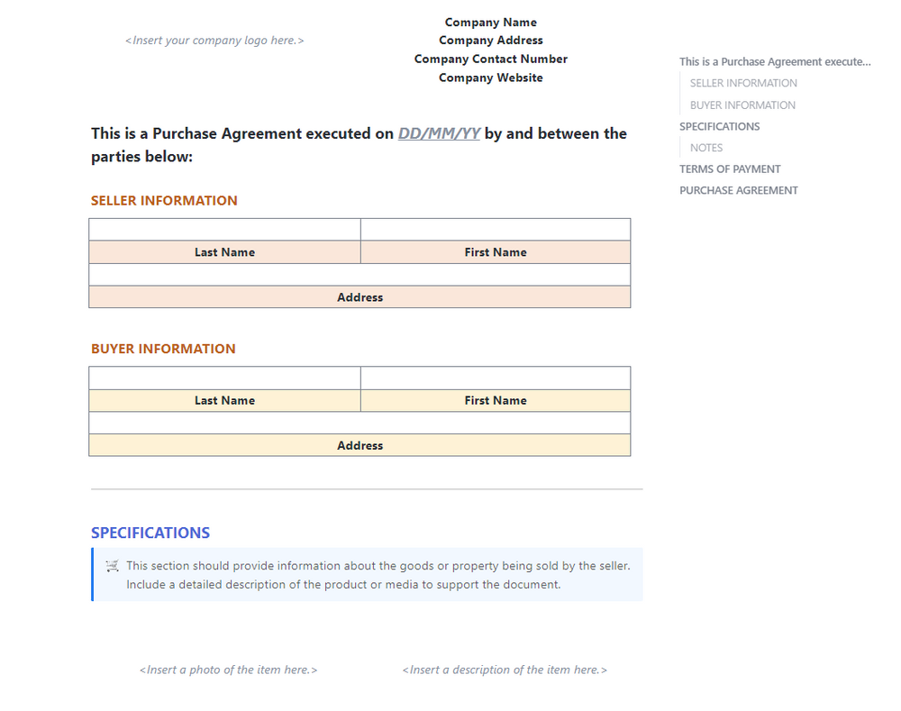 Purchase Agreement | Template by ClickUp™
