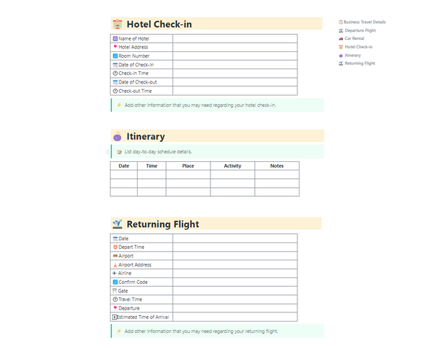 Business Travel Itinerary Template by ClickUp™