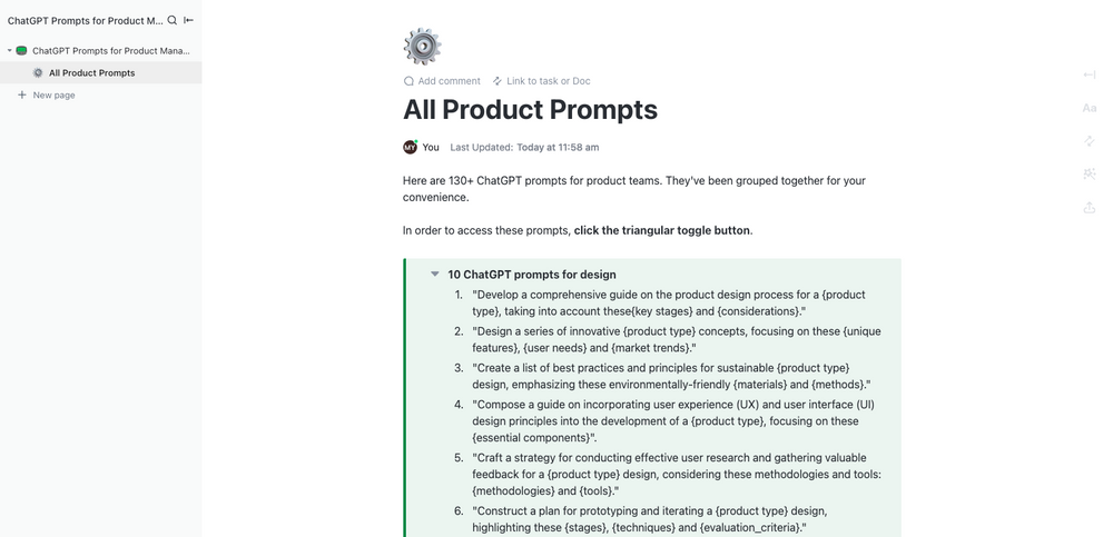 Chatgpt Prompts For Landing Pages Template By Clickup™