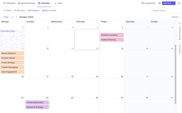 90 Day Instagram Success Checklist | Template by ClickUp™