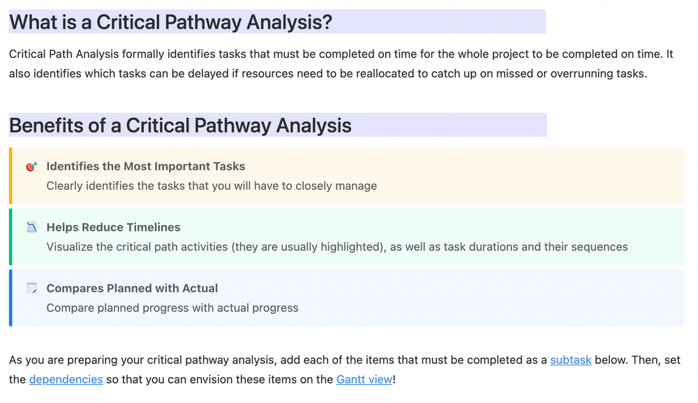 Critical Pathway Analysis | Template by ClickUp™