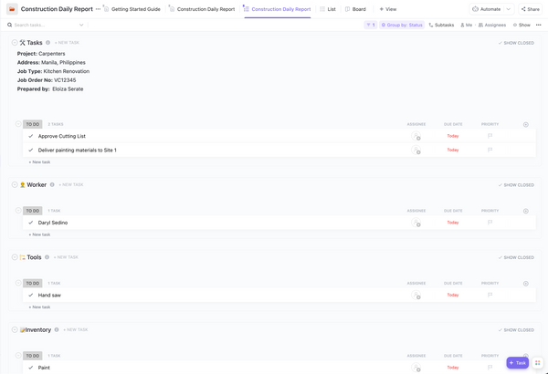 Construction Daily Report | Template by ClickUp™