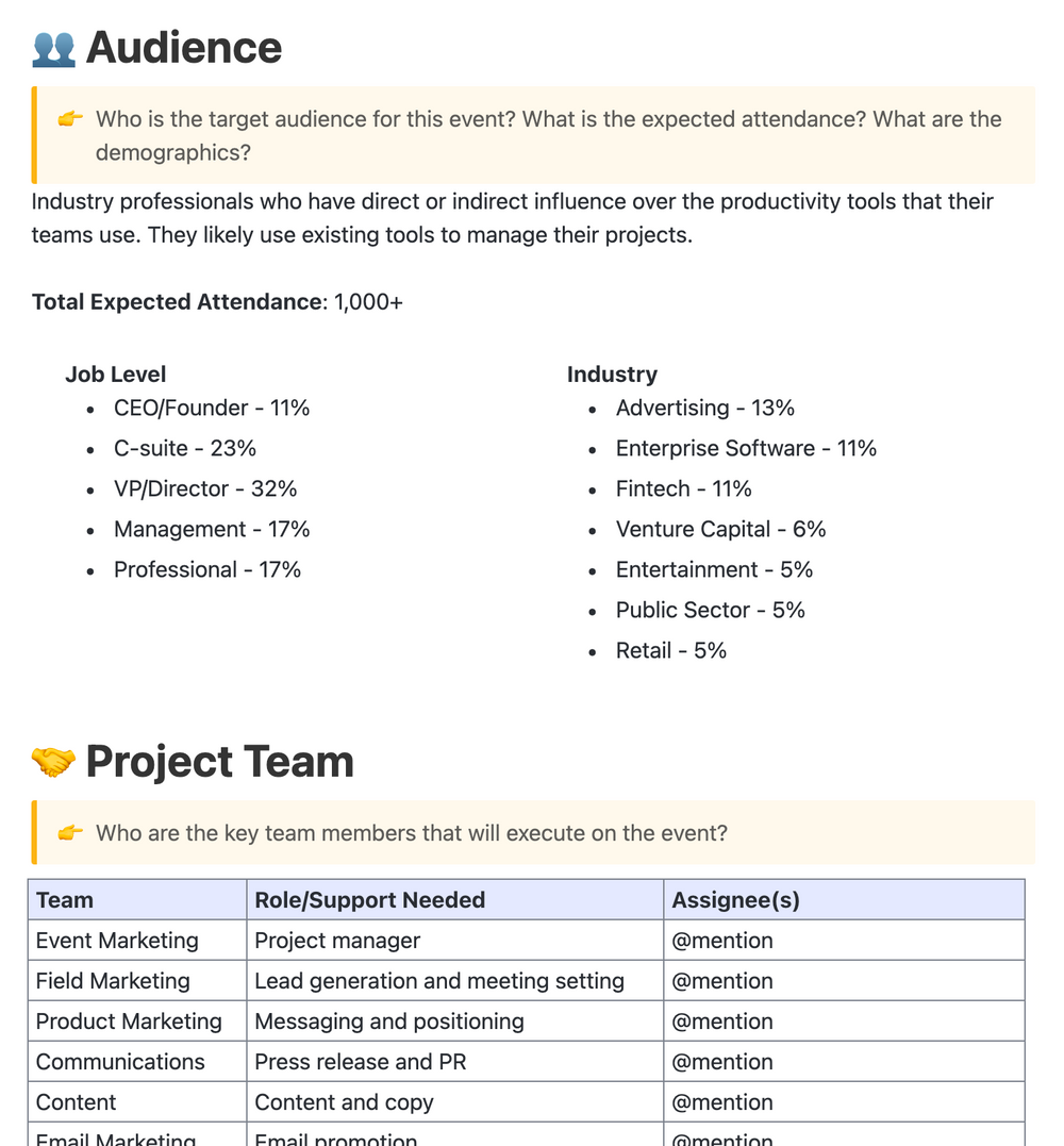 Event Brief | Template by ClickUp™