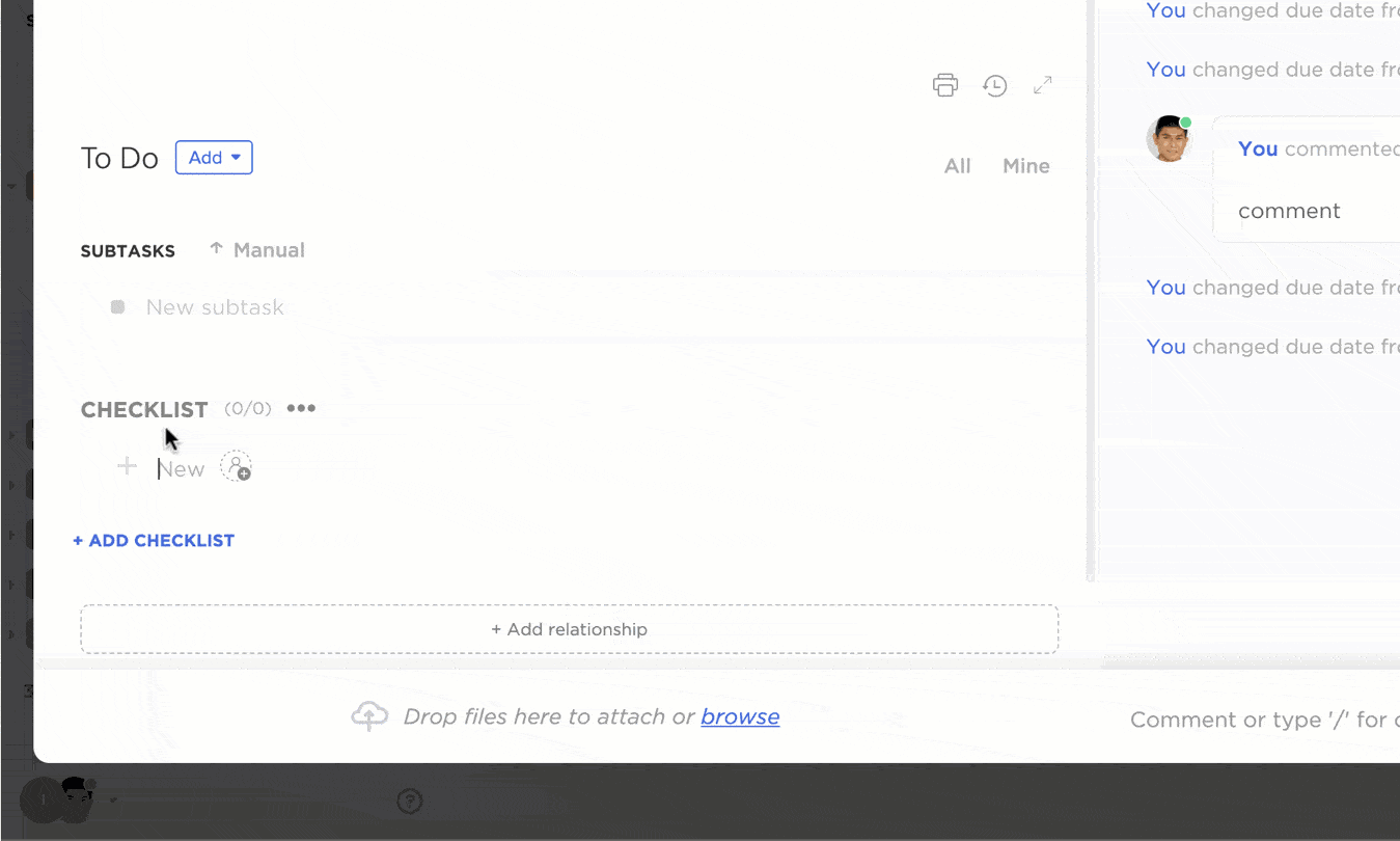 Online To Do List App ClickUp Checklists 